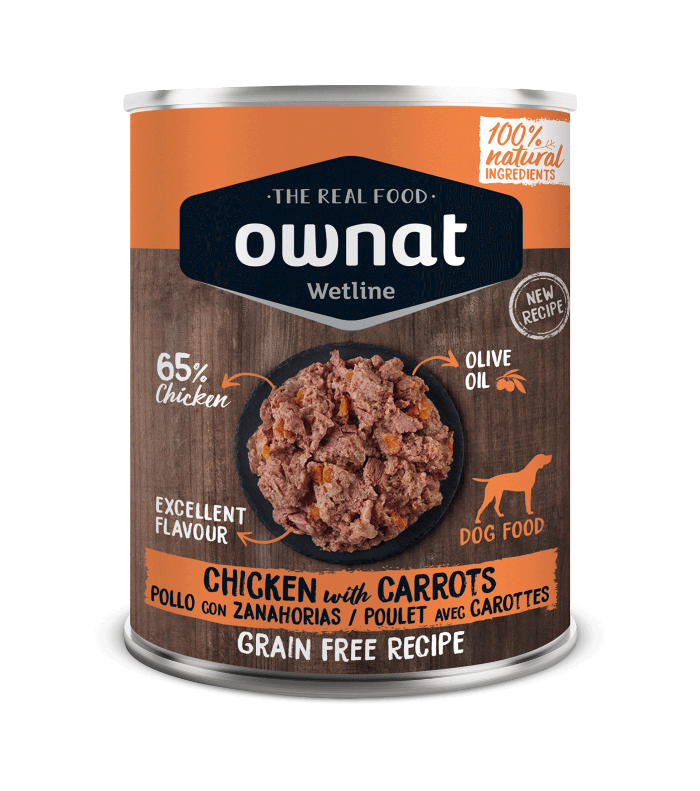 OWNAT WETLINE Frango com Cenouras – Alimento úmido natural para cães (395g)